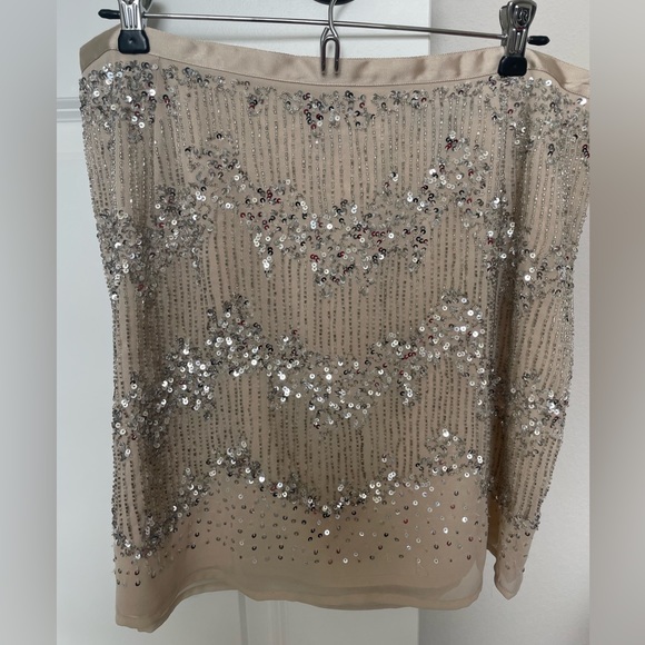 H&M | Skirts | Hm Champagne And Silver Beaded Skirt | Poshmark